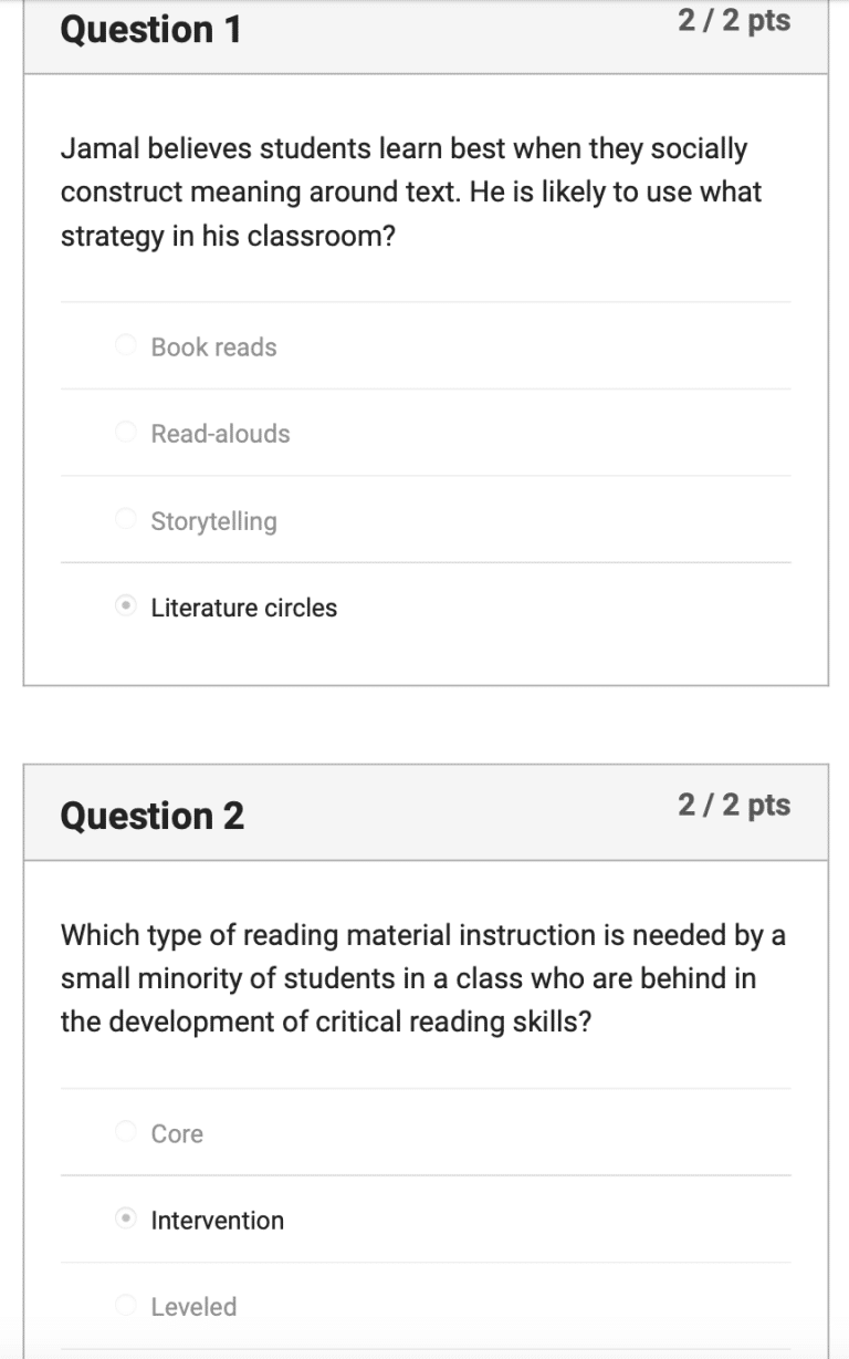 EDUC 318 Literacy Quizzes Quiz Liberty Answers - Homework Simple